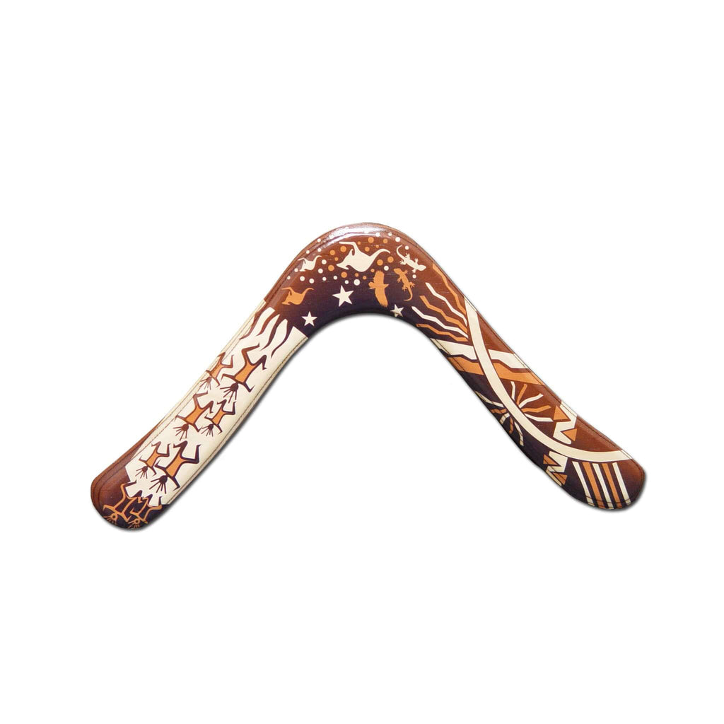 Hummingbird Aboriginal Boomerang - Decorated wooden boomerang from ...